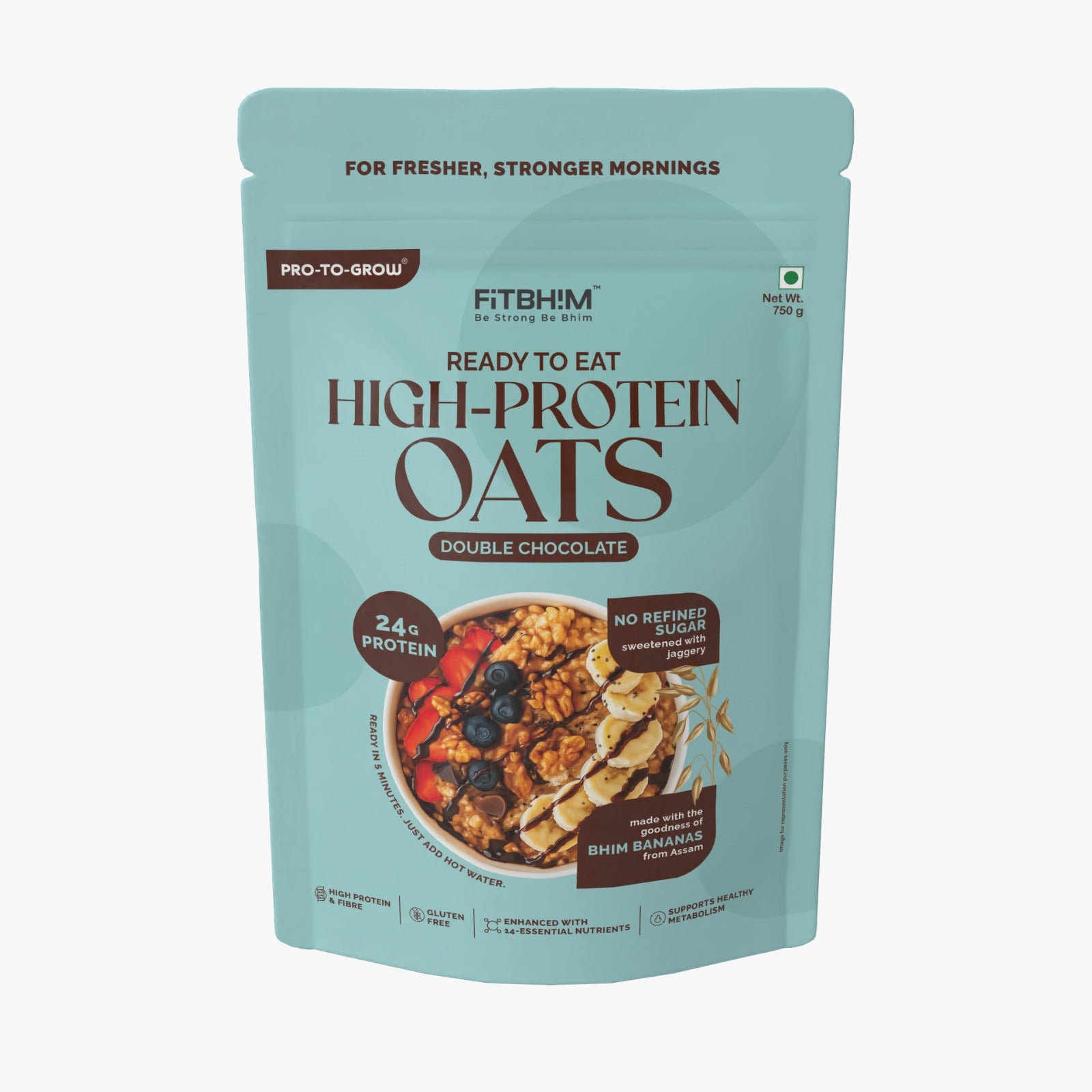 Fitbhim High-Protein Breakfast Oats — Double Chocolate (750g) – Pro-to-grow